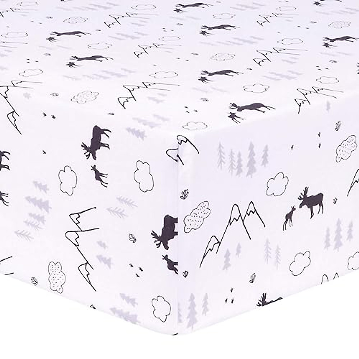 Trend Lab Lumberjack Moose 3 Piece Crib Bedding Set, Gender-Neutral Color Palette, Includes Quilt, Fitted Crib Sheet and Skirt