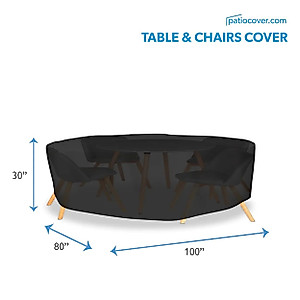 Patio Medium Waterproof Round Oval Table & Chair Cover - Outdoor Patio Table Chair Combo Washable - Heavy Duty Furniture 100x80x30 Inch Combo Cover