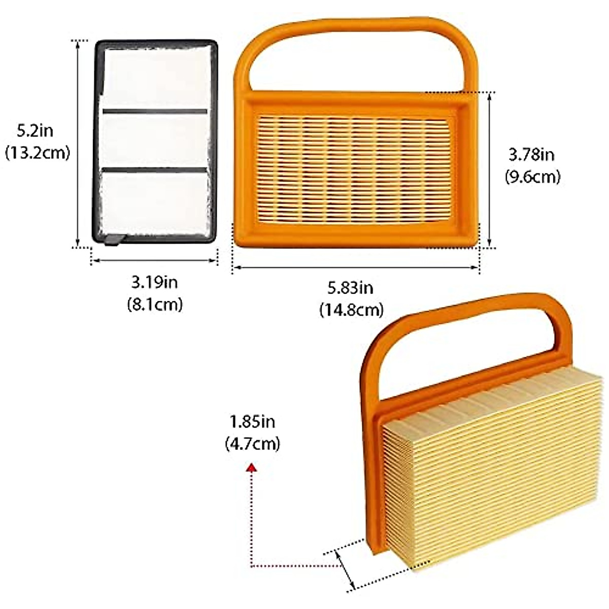 Fullas 5 Packs Air Filter + Pre Filter Compatiable with Stihl TS410 TS420 Lawn Mower Replace TS480i 4238-140-1800 4238 140 4401 Concrete Cutoff Saw Replace 4238 141 0300 42381410300B