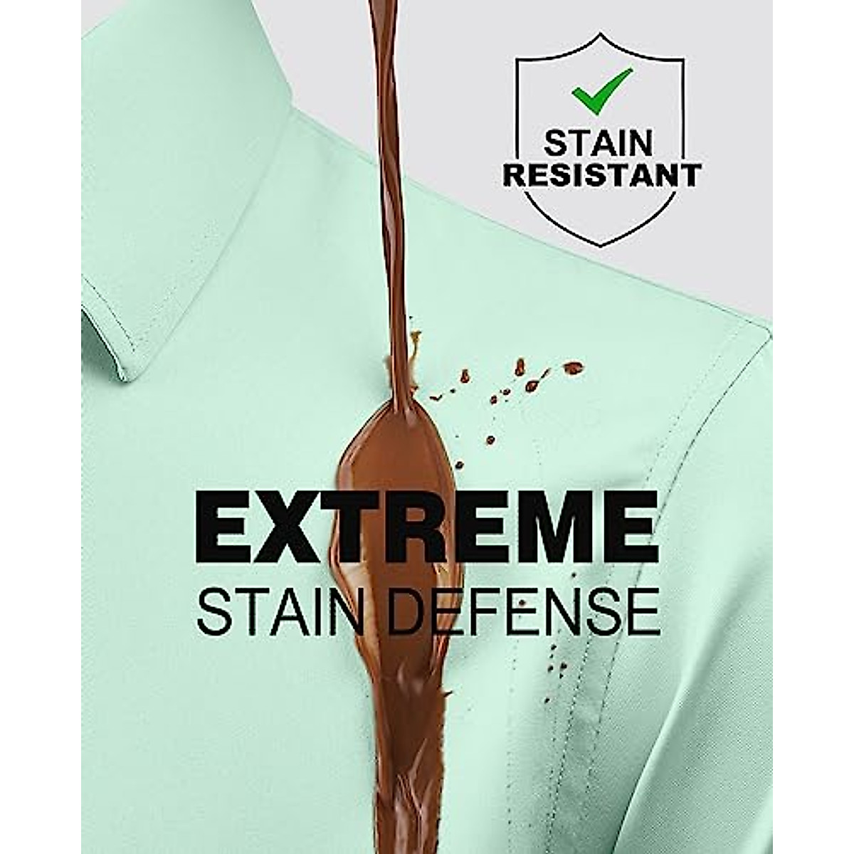 Alimens & Gentle Men's Dress Shirts Slim Fit Button Down Shirts Long Sleeve Stretch Wrinkle-Free Shirt Stain Sheild Grass Green