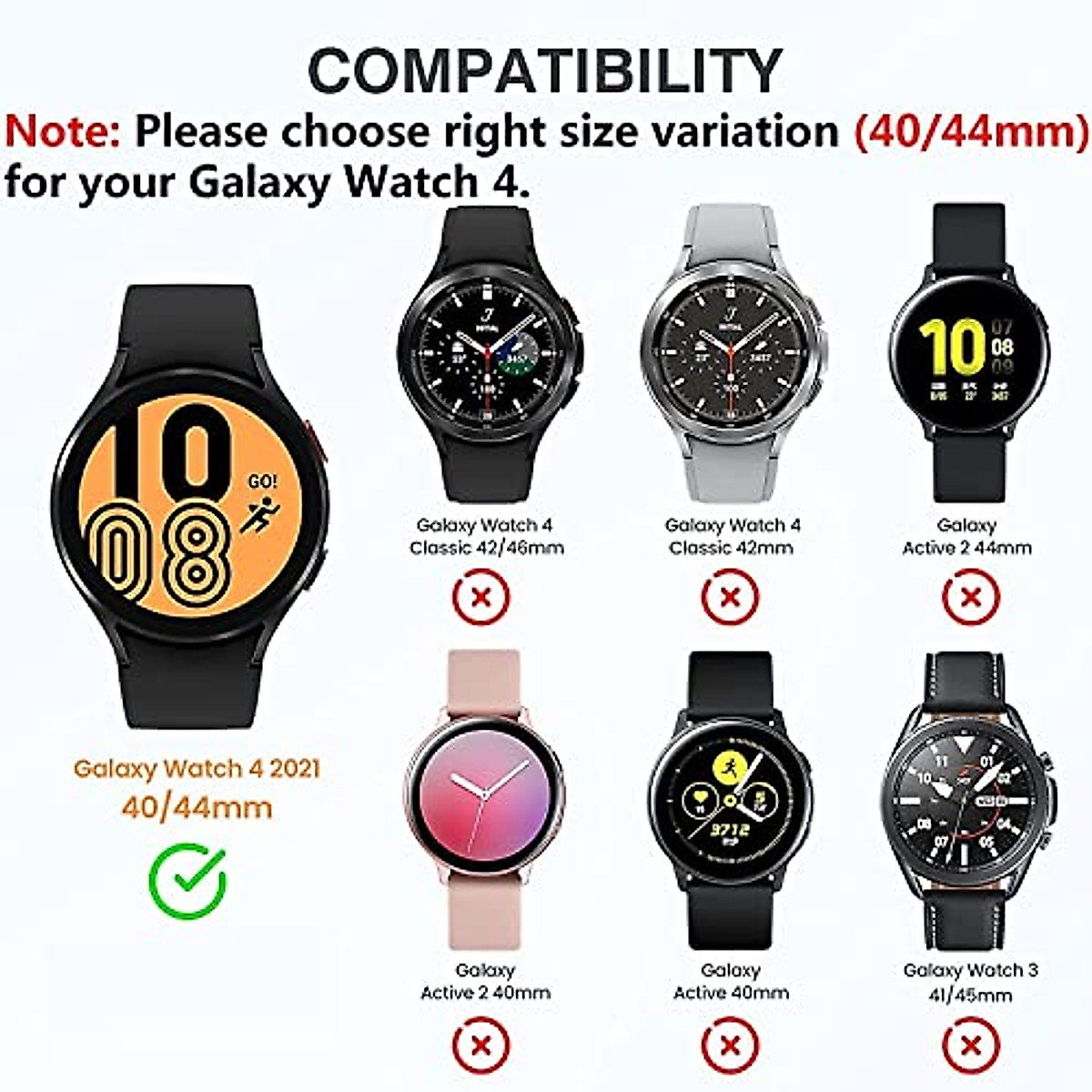 Tensea [2+2Pack] for Samsung Galaxy Watch 4 Screen Protector and Case 40mm, Bling Cover Tempered Glass Protective Film and Hard PC Bumper Diamond Crystal Frame for Women Girls (40mm, Clear-Rose Gold)