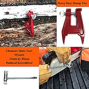 Cataumet Chainsaw Sharpener File Kit Includes 3 Round Files Sizes 5/32" 3/16" 7/32" with 3 Sharpening Guide Handles 1 Stump Vise 1 Felling Wedge 1 Flat File1 Depth Gauge 1 Wrench 1 Large Field Bag