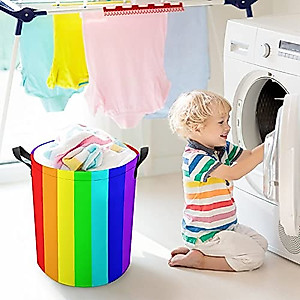 KURISOE Rainbow Laundry Basket Colorful Pride Geometry Laundry Hamper Vibrant Progress Bag Washing Bin Collapsible Laundry Basket for Women Bedroom, Bathroom, Dorm