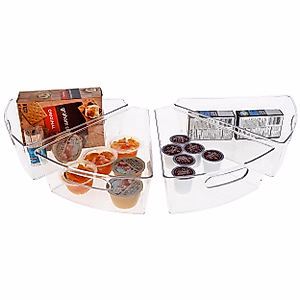 7Penn Corner Cabinet Lazy Susan Organizer Wedges 4 Pack - Deep Lazy Susan Organizer Bins for 26in Pantry Turntable - Clear Spice Storage Containers for Cupboard, Refrigerator, Kitchen, Bathroom
