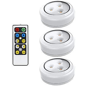 Brilliant Evolution Stick On Lights with Remote - Lights for Under Cabinets in Kitchen - Under Cabinet Lighting - Wireless Tap On LED Puck Lights - Under Counter Lights - Battery-Powered Lights (3pk)