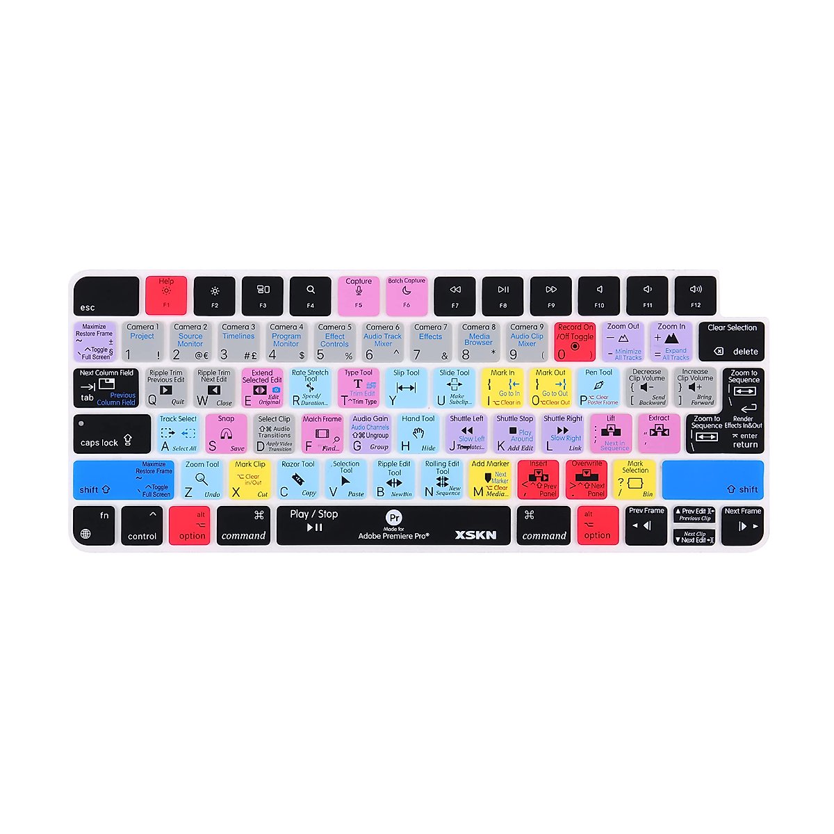 XSKN Shortcut and Language seriers Silicone Keyboard Cover Skin for 2021 New M1 Chip iMac Magic with Touch ID A2449 Lock Key A2450 Without Numeric keypad (US&EU Version Premiere Pro) K-382
