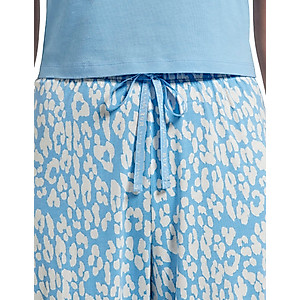 Hue Women's SleepWell Basic Printed Knit Performance Sleep Pajama Pant, Made with Temperature Regulating Technology, Bella Blue-Animal Shadow, X-Large