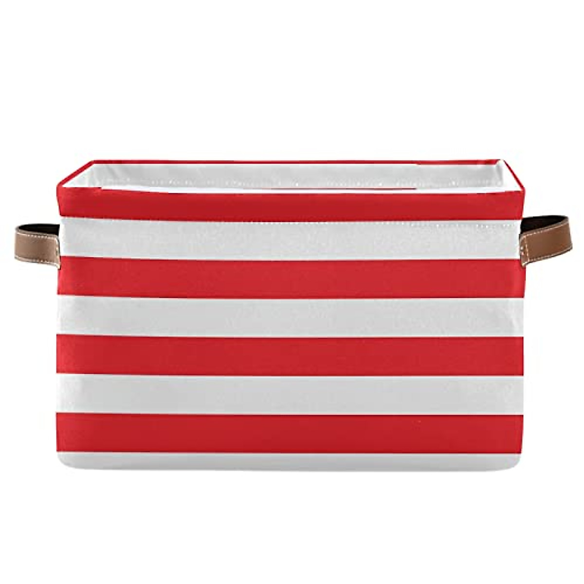 AHOMY Storage Basket Red and White Striped Cube Storage Bins Organizer Bag with Handles 1-Pack
