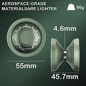 WATIEOBOO Yoyo Professional, Metal Unresponsive Yoyo for Kids Beginners, Adults Intermediate-Advanced Players with Glove and 10 Replacement Yoyos Strings(N Army Green)