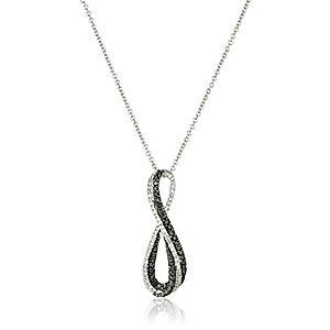 Amazon Collection Sterling Silver Black and White Diamond Infinity Pendant Necklace (1/3 cttw), 18"