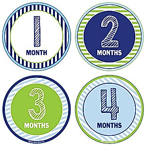 24 Pack Baby Month Stickers and Milestone Stickers by Kenco® - Track Your Baby's First Year Month-by-Month and Holidays! Boys and Girls' Available