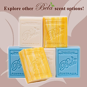 BELA Extra Creamy Goat Milk Soap 3.3 OZ Pack of 6, Long Lasting French Triple Milled Bar Soap Enriched with Organic Shea Butter, Hand, Face and Body Wash Bar, Made in Australia