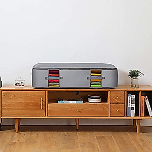 Extra-Large Under Bed Storage Bags Organizer Container[3Pack] Underbed Polyester cloth 210D with Strengthened Handles Large Comforters Foldable Under The Bed Storage Bags Breathable with Clear Window