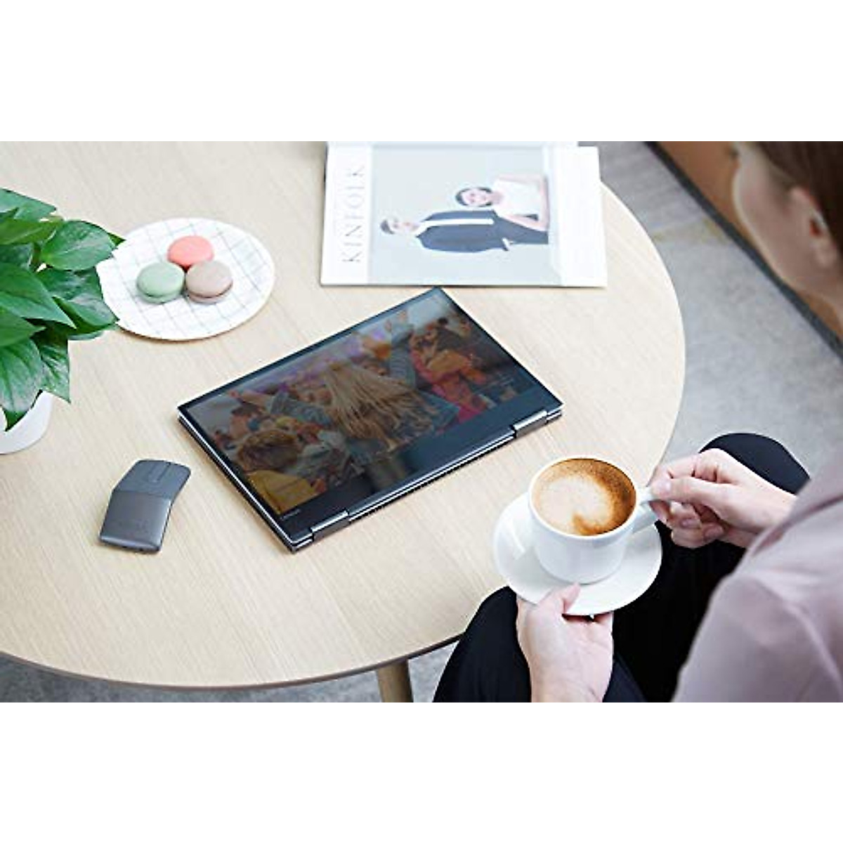 Lenovo Yoga Mouse with Laser Presenter, 2.4GHz Wireless Nano Receiver & Bluetooth 5.0, Award-Winning Ergonomic V-Shape, Adjustable 1600 DPI, Optical Mouse, GY50U59626, Iron Grey, gray