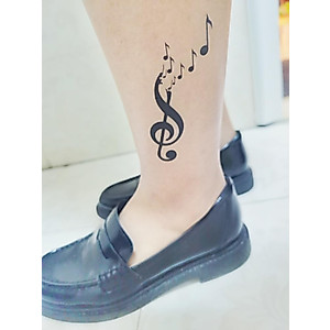 SanerLian Guitar Music Temporary Tattoo Sticker Watercolor Waterproof Adult Men Women Arm Shoulder Back Neck Body Art 10.5X6cm Set of 12 (color3)