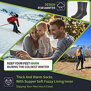 EIZNIZ 3 Pairs Merino Wool Socks for Men & Women, Thermal Warm Winter Crew Socks for Hiking, Unisex Cold Weather Boot Socks