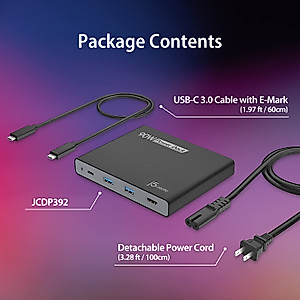 j5create USB-C Travel Dock with PD 65W Power Supply - for Travel or Business Trip - Charging Adapter Hub with 4K HDMI, USB-A x 2 - for MacBook Air/Pro 13, Surface Pro, and USB-C Laptop (JCDP392)
