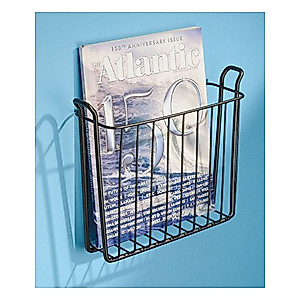 iDesign Classico Steel Wire Wall Mount Newspaper and Magazine Holder Rack for Bathroom Organization, Bronze