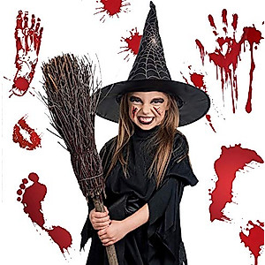 144pcs Halloween Stickers Bloody Handprint Footprint Window Decals Wall Stickers Face Tattoo 3D Zombie Scar Fake Wound Cosplay Makeup Party Decorations Waterproof for Women Men Kids