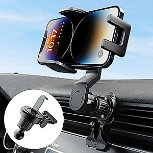JOYTUTUS Phone Holder Car Vent Phone Mount, Never Blocking Air Vent with Extension Clip, 2 in 1 Car Phone Holder Mount for Car, Adjustable Cell Phone Holder Car, Fit iPhone Samsung All Smartphones