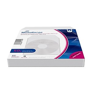 MediaRange BOX164 CD Plastik Bags (50) Clear with Flap + Adhesive Back