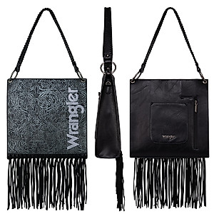 Wrangler Western Shoulder Bag Tooling Purses for Women with Crossbody Strap B2B-WG45G-918-BK