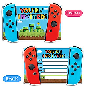 Simimi art 30 Video Game Birthday Party Invitations with Envelopes - Game On Birthday Party Invitation