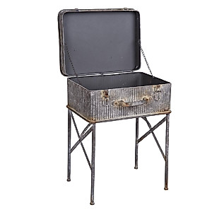 Foreside Home & Garden FFUT01339 Distressed Metal Suitcase Side/End Table