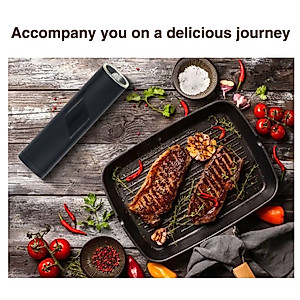 Electric Pepper Salt Grinder Gravity Automatic Spice Grinder Battery Powered Pepper Mill with LED Light Adjustable Coarseness One Hand Operation for Kitchen Resturant Camping BBQ Black