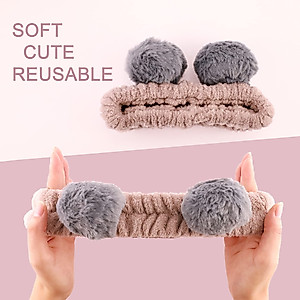 Muulaii Panda and Bear Headbands for Women Washing Face, Makeup, Girls and Baby Cute Elastic Facial Hair Bands, Beauty Products Spa Shower Headwrap Costume Hair Accessories