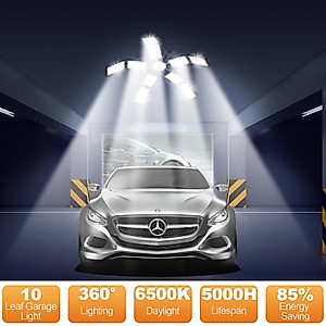 HEYPORK E26/E27 Socket Garage Light 180W 18,000LM 363Pcs LED Shop Light 6,500K Extra Bright LED Indoor Lights Foldable Garage Lighting Adjustable Garage Light Bulbs with Multiple LED Lights Deformable