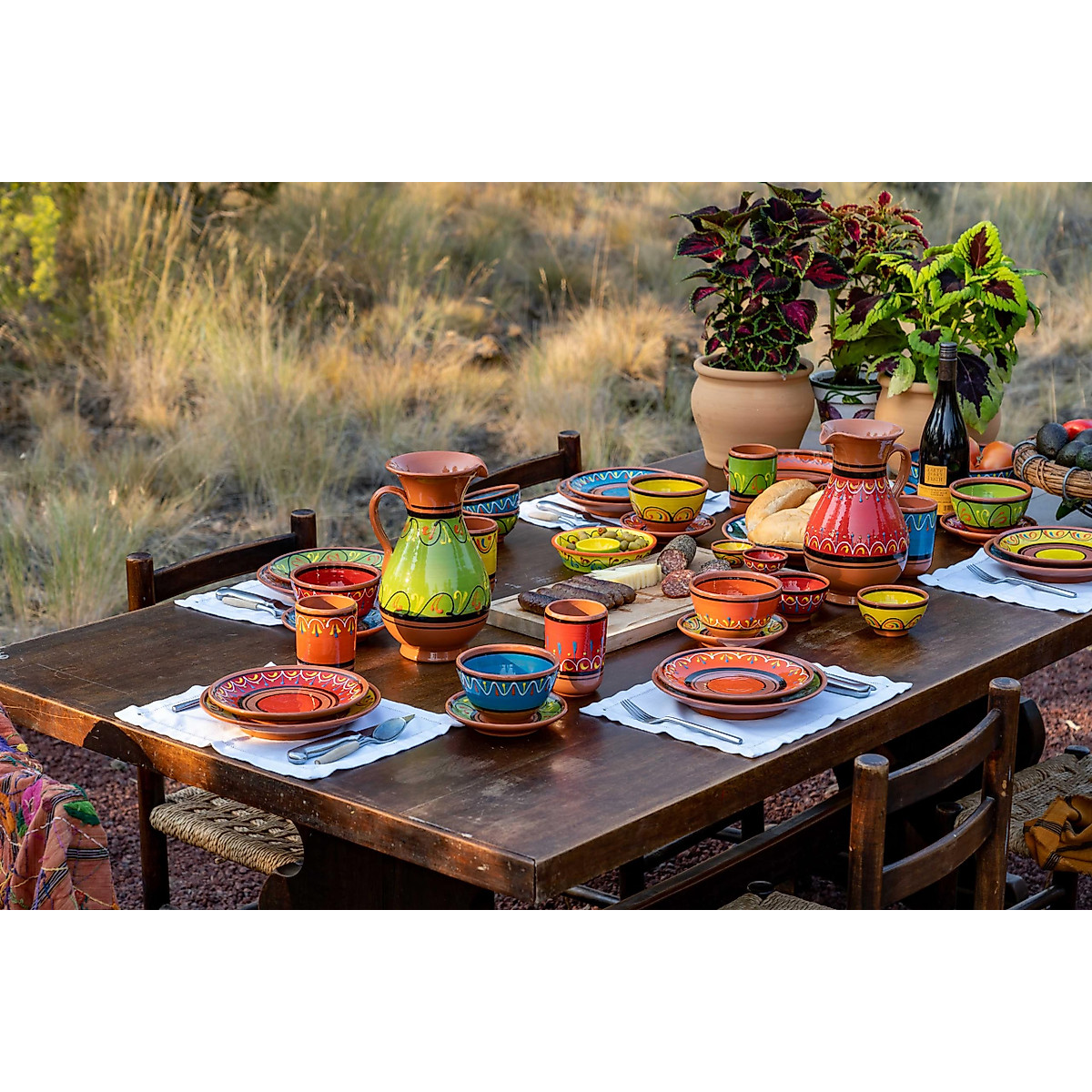 Cactus Canyon Ceramics Spanish Terracotta 5-Piece Breakfast Bowl Set (European Size), Multicolor