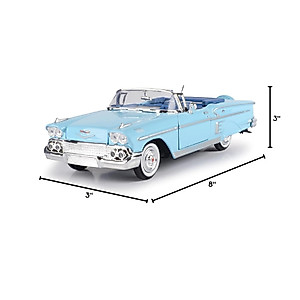 1958 Chevrolet Impala Convertible, Blue - Motormax Premium American 73267 - 1/24 Scale Diecast Model Car