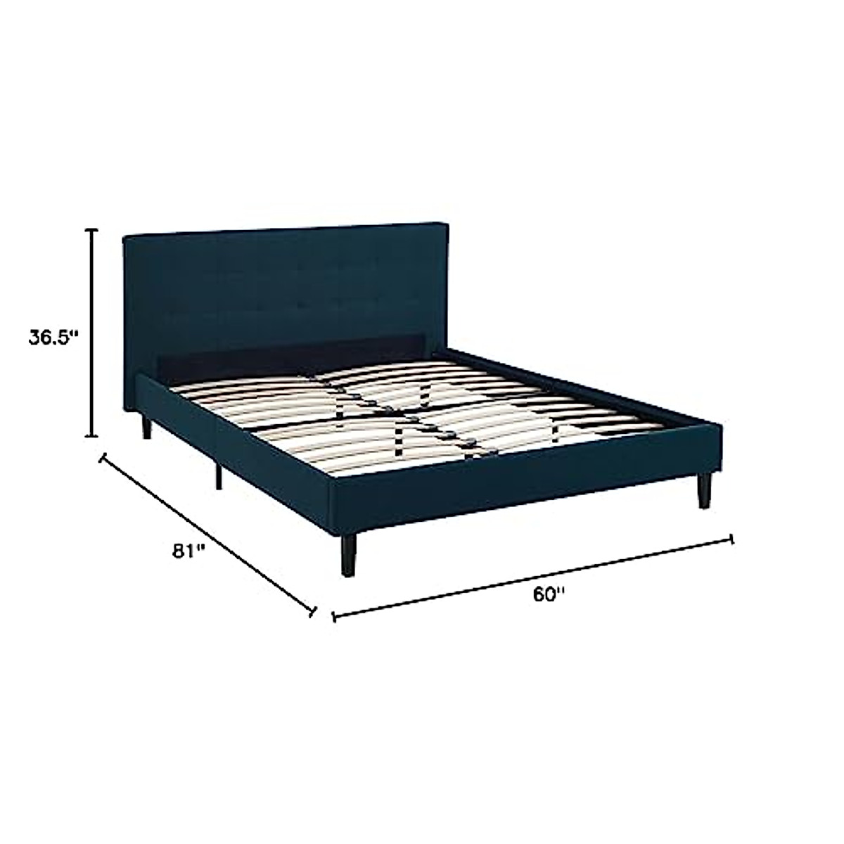 Modway Linnea Upholstered Azure Full Platform Bed with Wood Slat Support