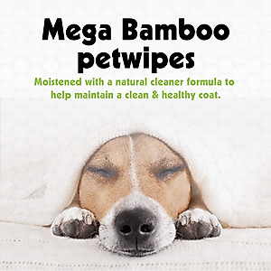 Petkin Mega PetWipes, 200 Wipes - Bamboo Pet Wipes for Dogs and Cats - for Face, Paws, Ears, Body and Eye Area - Super Convenient Dog Cleaning Wipes, Ideal for Home or Travel - Easy to Use