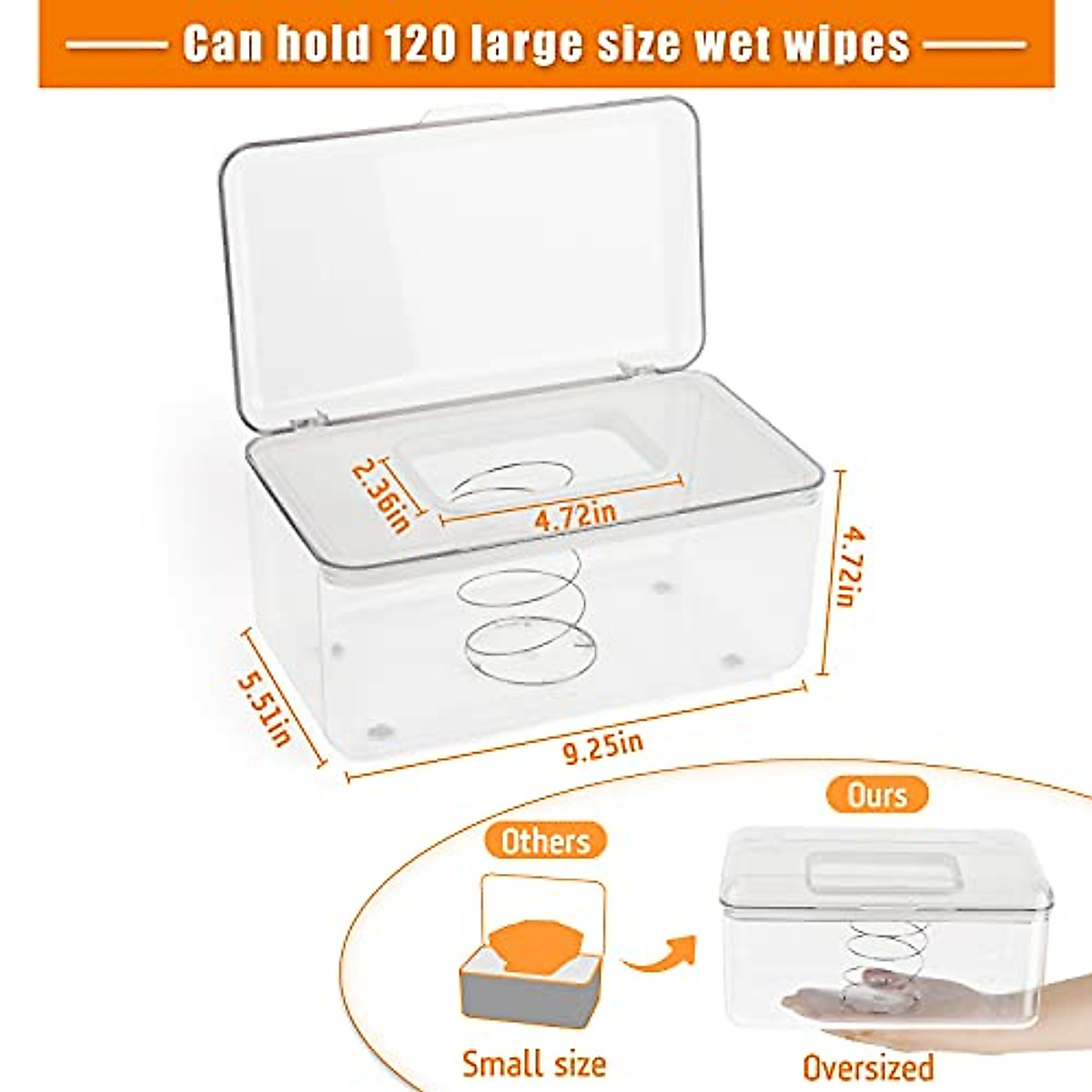 Flenpptly Baby Wipes Dispenser, Wipe Holder Wipes Container Large Capacity Keep Wipes Fresh & Easy to Open (Transparent)