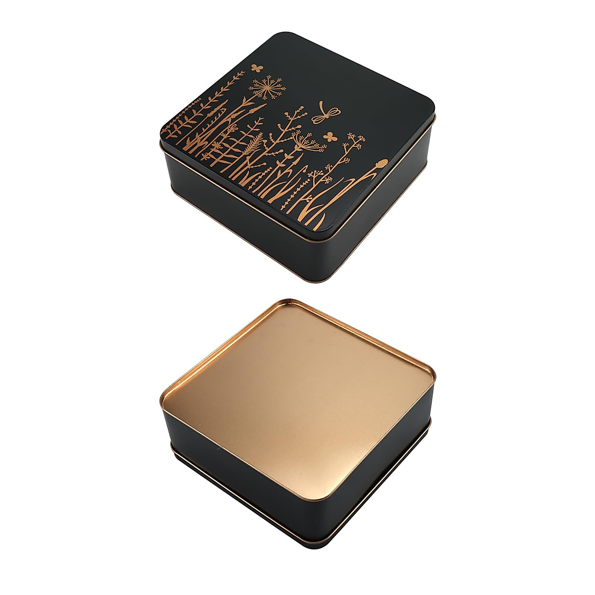 PHILPETY Decorative Storage Box Rural Tin Gift Box Tinplate Candy Cookie Box Square Candy Storage Containers with Lids for Chocolate Candy Tea Coffee Cosmetics Jewelry Photos Gift Case 3Pcs