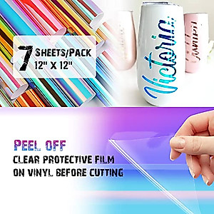 TECKWRAP Holographic Opal Craft Vinyl 12" x 12" 7 Sheets/Pack for Craft Cutters,Sign Plotters