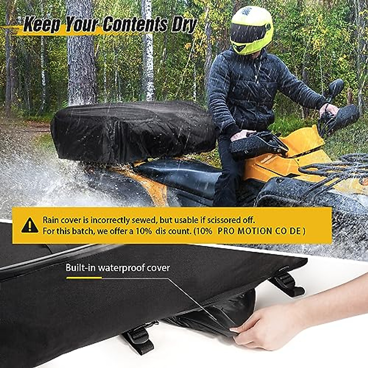 Morjor ATV Bag with Extra Waterproof Cover & Upgraded Zippers, ATV Bags Rear Rack Bags with Back Seat for Passenger