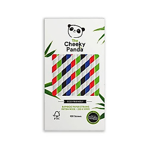 The Cheeky Panda Bamboo Paper Bubble Tea Straws | 100 Multicoloured Wide Drinking Straws | For Boba Tea, Milkshakes and Smoothies