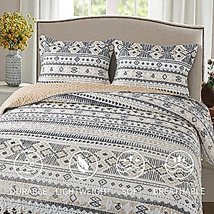 VAPUTAR King Size Quilt Bedding Set - 3 Pieces Soft Stripe Boho King Bedspread, All-Season Lightweight Reversible Coverlet Sets, Quilts King Size for Farmhouse Bedroom (Black/Beige)