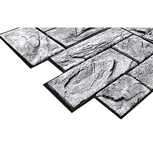 CONCORD WALLCOVERINGS ™ 3D Wall Panels, Pack of 6 - Natural Stone Block Design in Grey, Realistic Textured PVC Panels, 17.5" x 23.75", Covers 17.31 sq.ft., Model 573SG
