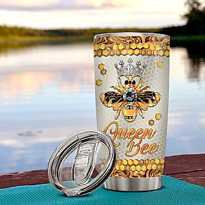 Wassmin Bee Gifts Personalized Bee Tumbler Custom Initial Monogram Name Stainless Steel Insulated Tumblers Coffee Travel Mug 20oz 30oz Birthday Christmas Cup Gifts Stuff For Women Girls Lad Queen