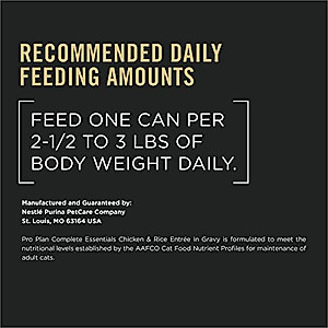 Purina Pro Plan High Protein Cat Food Complete Essentials Wet Gravy, Chicken and Rice Entree - (24) 3 oz. Pull-Top Cans
