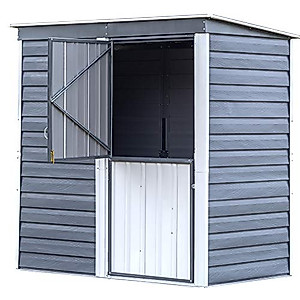 Arrow Shed SBS64 Shed-in-a-Box Compact Galvanized Steel Storage Shed with Pent Roof, 6'x4', Charcoal