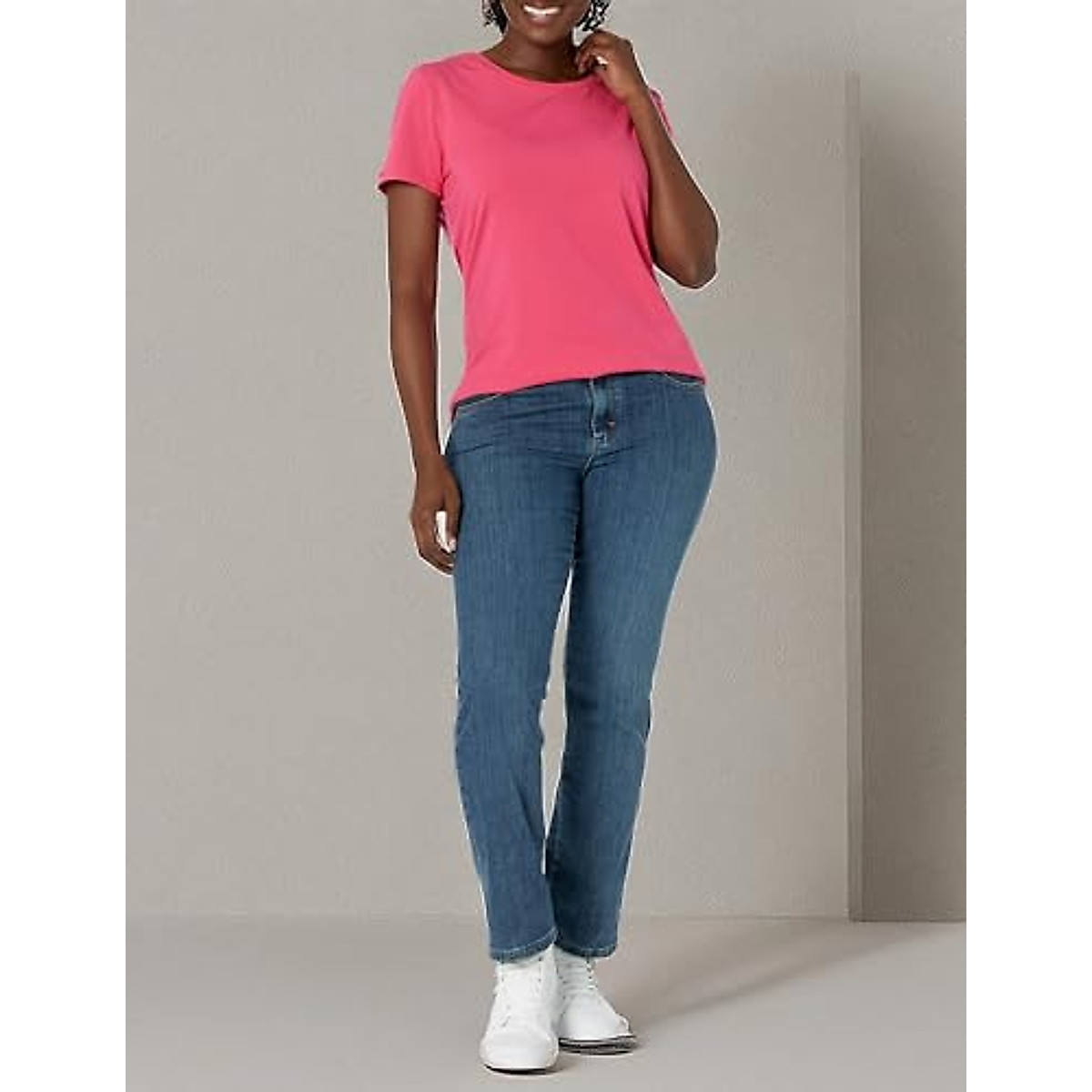 Amazon Essentials Women's Classic-Fit Short-Sleeve Crewneck T-Shirt, Pack of 2, Bright Pink/White, Small