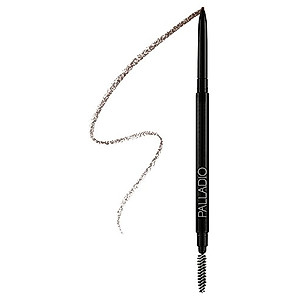 Palladio Beauty Brow Definer Pencil, Black Brown, Ultra Precise Twist-Up Eye Brow Pencil with Long-Staying Power, Spooley Brush Blends Color for Natural Finish, No Eyebrow Pencil Sharpener Required