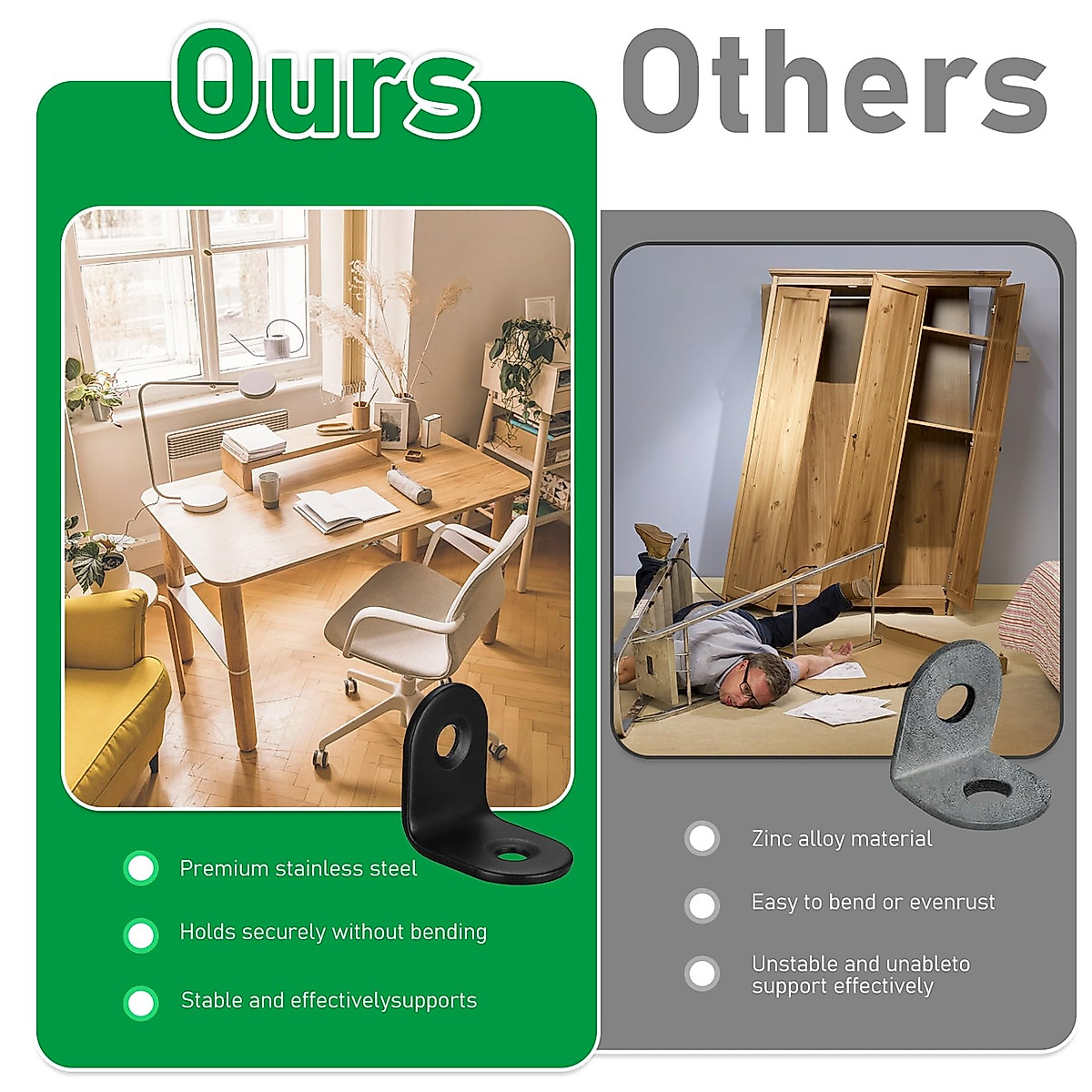 L Brackets, 20 Pcs Corner Braces, 90 Degree Right Angle Brackets, Black Small Stainless Steel Corner Brackets Joint Brackets for Wood Furniture Cabinet Chair Table - 0.8x0.8 inch