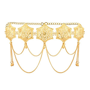 Efulgenz Gold Tone Indian Jewelry for Women Dubai Style Kamarbandh Indian Big Floral Pendant Multilayer Chain with Ball Kamarbandh Belly Chain Waist Belt Jewelry for Wedding