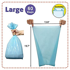 BOS Amazing Odor Sealing Cat Waste Disposal Bags - Durable, Unscented [Size: L, Color: light blue] (60 Count, Pack of 1) (60 Bags) NOT a litter box liner